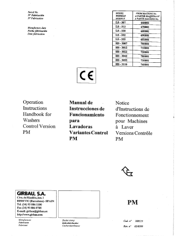 GIRBAU HS-3022, LS-312, LS-320, LS-335 Operation Instructions Manual | Manualzz