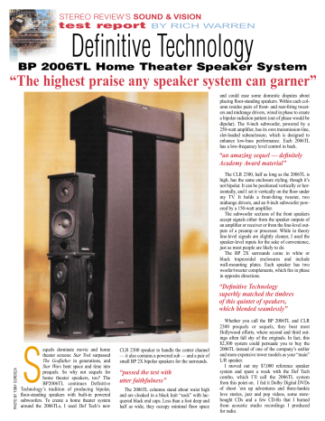 Definitive Technology CLR 2300 Test Report | Manualzz