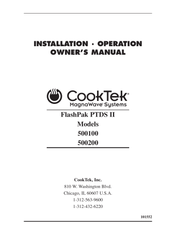 CookTek 500200 Owner's Manual | Manualzz