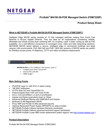 NETGEAR ProSafe M4100-26-POE Product Setup Sheet | Manualzz