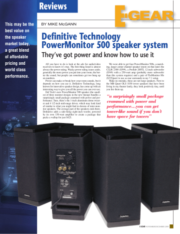 Definitive Technology PowerMonitor 500 Brochure | Manualzz