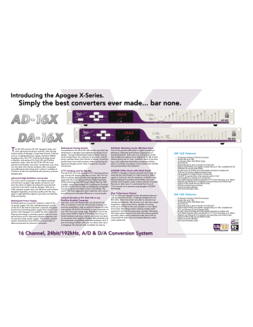 Apogee AD-16X, DA-16X Specifications | Manualzz
