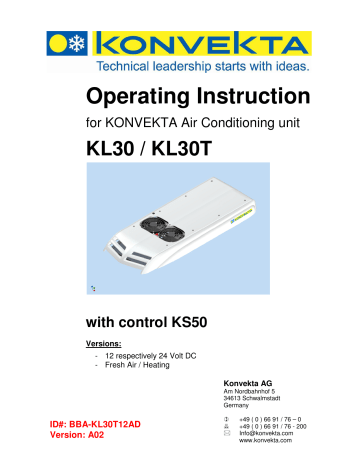 KONVEKTA KL30, KL30T Operating | Manualzz
