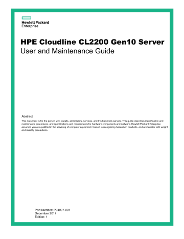 HPE Cloudline CL2200 Gen10 User And Maintenance Manual | Manualzz