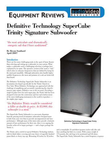 Definitive Technology SuperCube Trinity Signature Brochure | Manualzz