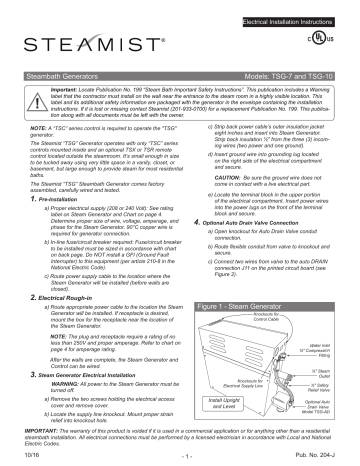 Steamist TSG-10 Installation Instructions | Manualzz