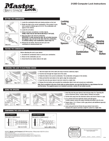 Master Lock SafeSpace 2120D Instructions | Manualzz
