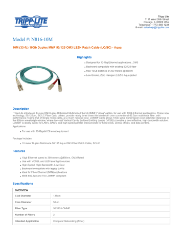 Tripp Lite N816-10M Specifications | Manualzz
