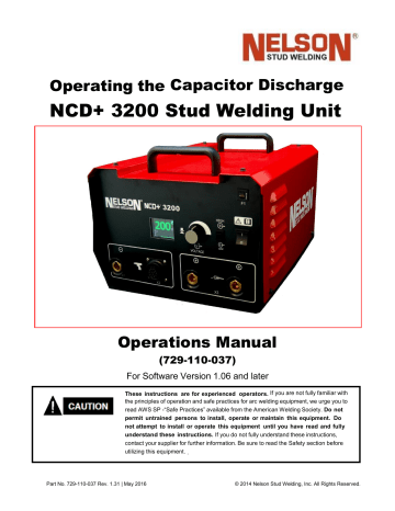 Nelson NCD+ 1000T, NCD+ 3200 Operation Manual | Manualzz