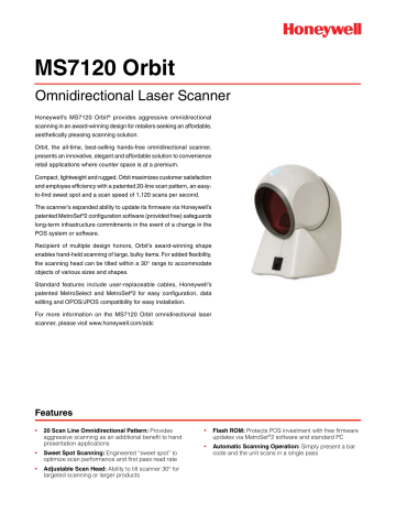 Honeywell Orbit MS7120 Specification Sheet | Manualzz