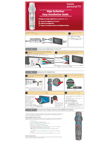 Rogers personal TV Easy Installation Manual | Manualzz