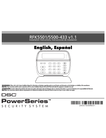 DSC PowerSeries RFK5500 Installation Instructions Manual | Manualzz