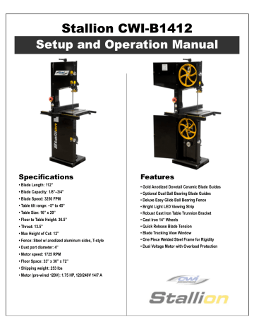 Stallion CWI-B1412 Setup And Operation Manual | Manualzz