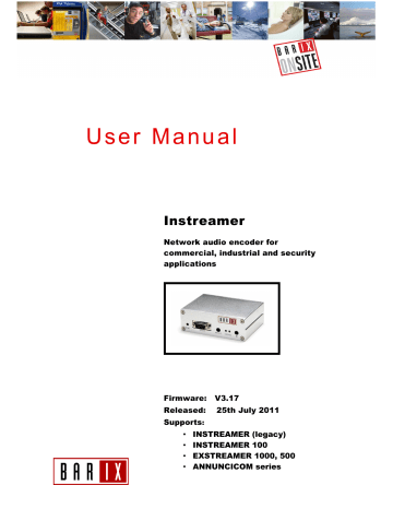 BARIX Instreamer User Manual | Manualzz