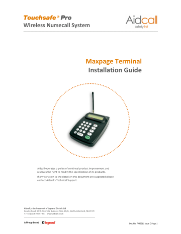 Aidcall Touchsafe Pro Maxpage Installation Manual | Manualzz