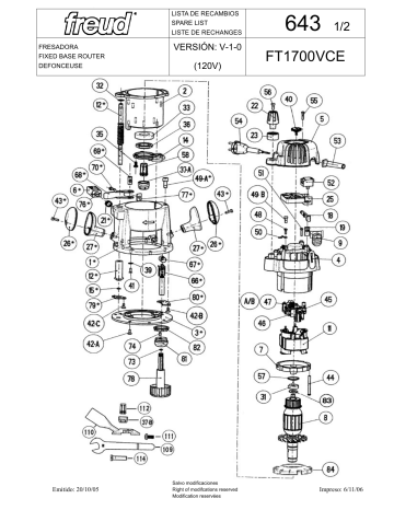 Freud FT1700VCE Spare Parts List | Manualzz