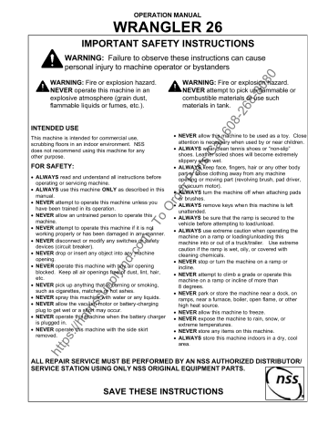 NSS WRANGLER 26 Operation Manual | Manualzz