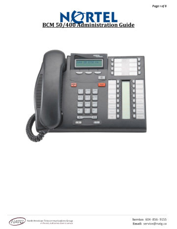 Nortel BCM 50/400 Administration Manual | Manualzz