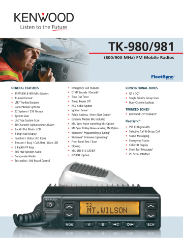 Kenwood TK-980, TK-981 Specifications | Manualzz