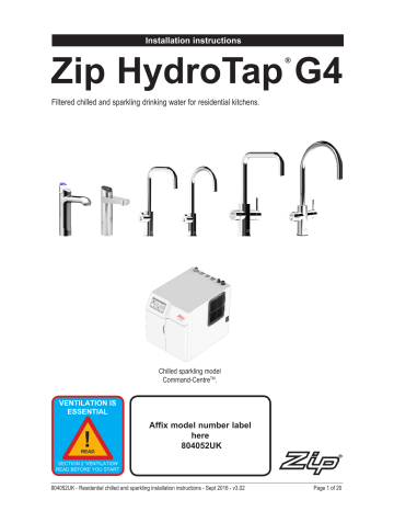 Zip HydroTap G4 Installation Instructions Manual | Manualzz