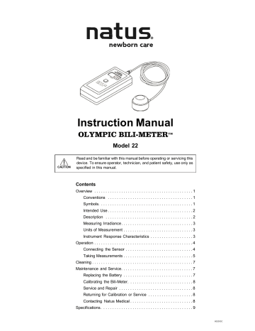 natus OLYMPIC BILI-METER 22 Instruction Manual | Manualzz