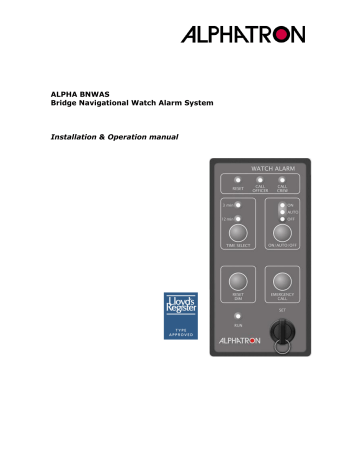 Alphatron ALPHA BNWAS Installation & Operation Manual | Manualzz