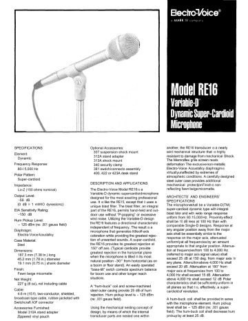 Electro-Voice RE16 Specifications | Manualzz