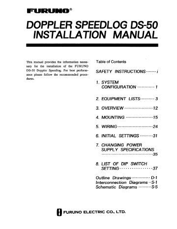 Furuno DS-50 Installation Manual | Manualzz