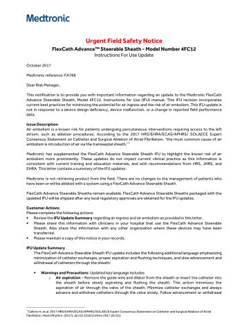 Medtronic FlexCath Advance 4FC12 Instructions For Use | Manualzz