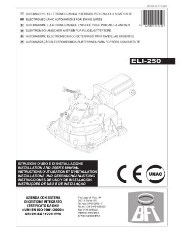 BFT ELI-250 Installation And User Manual | Manualzz