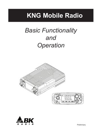 BK Radio KNG Basic Functionality And Operation | Manualzz