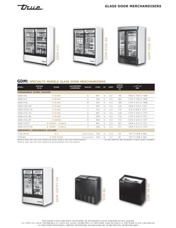True GDM-41SL Specifications | Manualzz