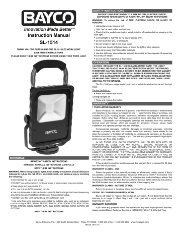 Bayco SL-1514 Instruction Manual | Manualzz