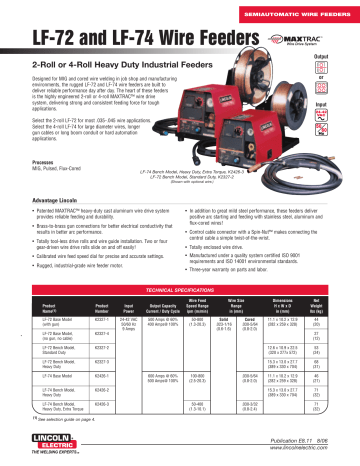 Lincoln Electric LF-74 Technical Specifications | Manualzz