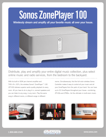 Sonos ZONEPLAYER 100 Specifications | Manualzz