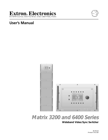 Extron electronics Matrix 3200 Series User Manual | Manualzz