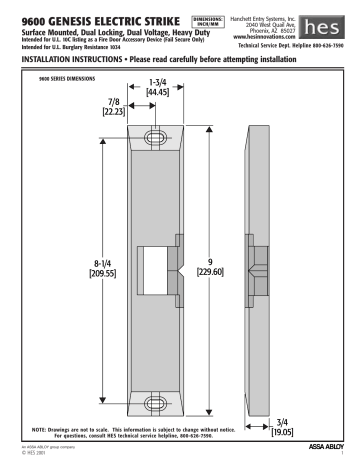 HES 9600 GENESIS Installation Instructions Manual | Manualzz
