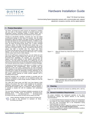 Distech Allure EC-Smart-Vue Series Hardware Installation Manual | Manualzz
