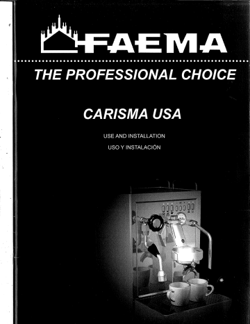 Faema Carisma Use And Installation | Manualzz