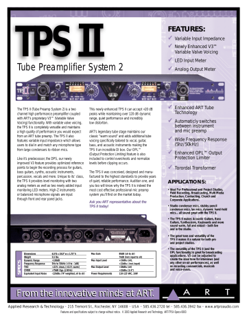 Art TPS II Specifications | Manualzz