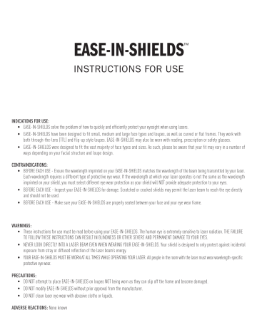 Orascoptic EASE-IN-SHIELDS Instructions For Use | Manualzz
