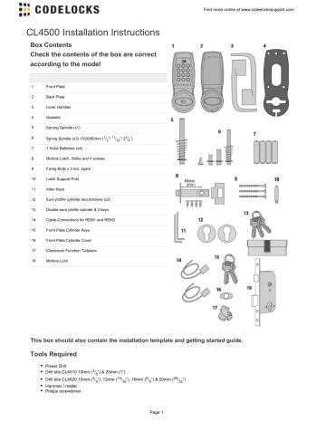 CODELOCKS CL4510 Installation Instructions Manual | Manualzz