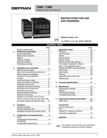 gefran 1200, 1300 Instructions For Use Manual | Manualzz