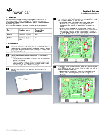 Inovonics TapWatch Gateway Installation Instructions | Manualzz
