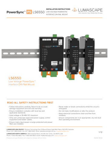 Lumascape PowerSync LS6550 Installation Instructions Manual | Manualzz