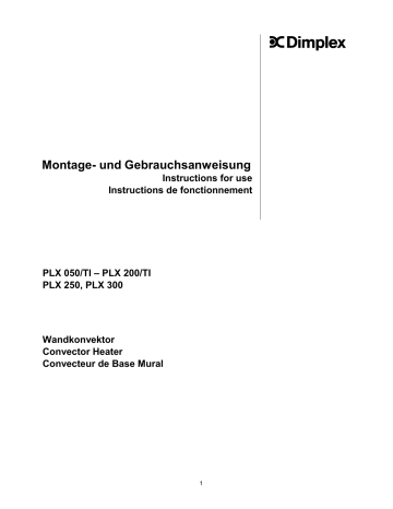 Dimplex PLX 300 Instructions For Use Manual | Manualzz