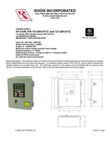 Rodix Feeder Cube VF-3-OR User Manual | Manualzz