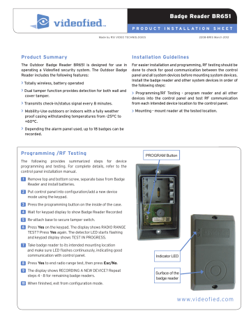 Videofied BR651 Installation Sheet | Manualzz