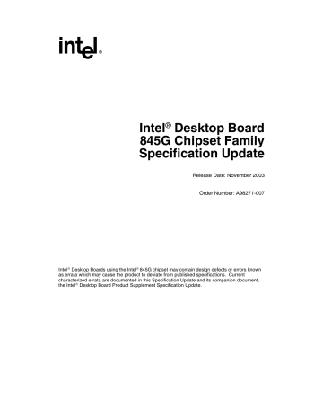 Intel 845G Specification Update | Manualzz