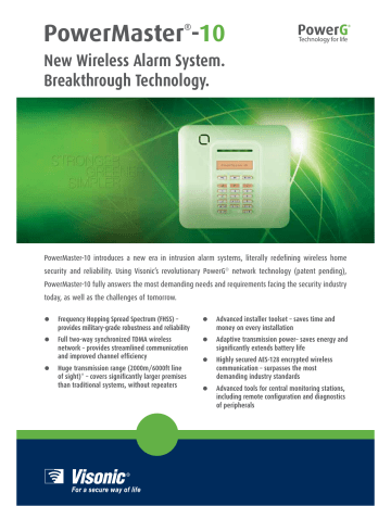 Visonic POWERMASTER 10 Datasheet | Manualzz